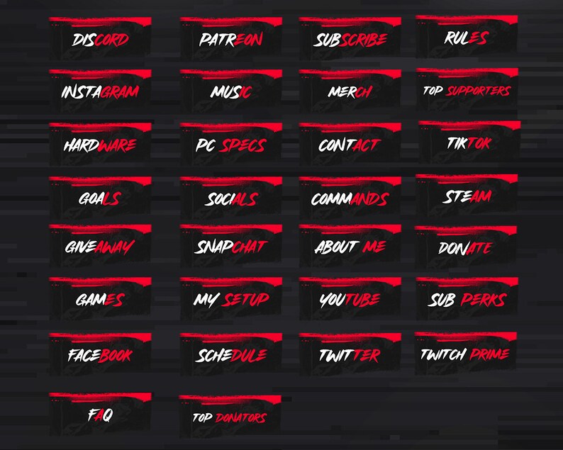 30 Grunge Brush Twitch Panels Pack/twitch Panel/ Streamer, Stream - Etsy