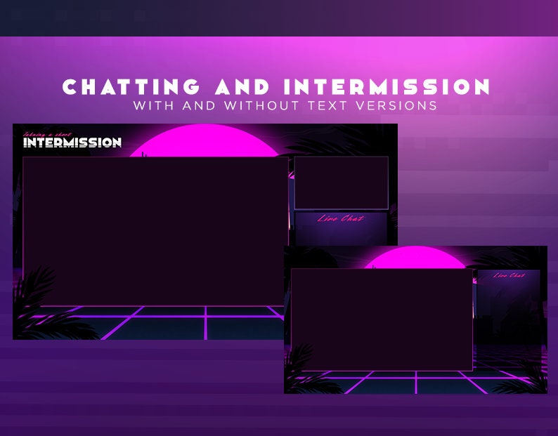 80's Retro Synthwave Animated Stream Overlay Pack - | Animated Stream ...
