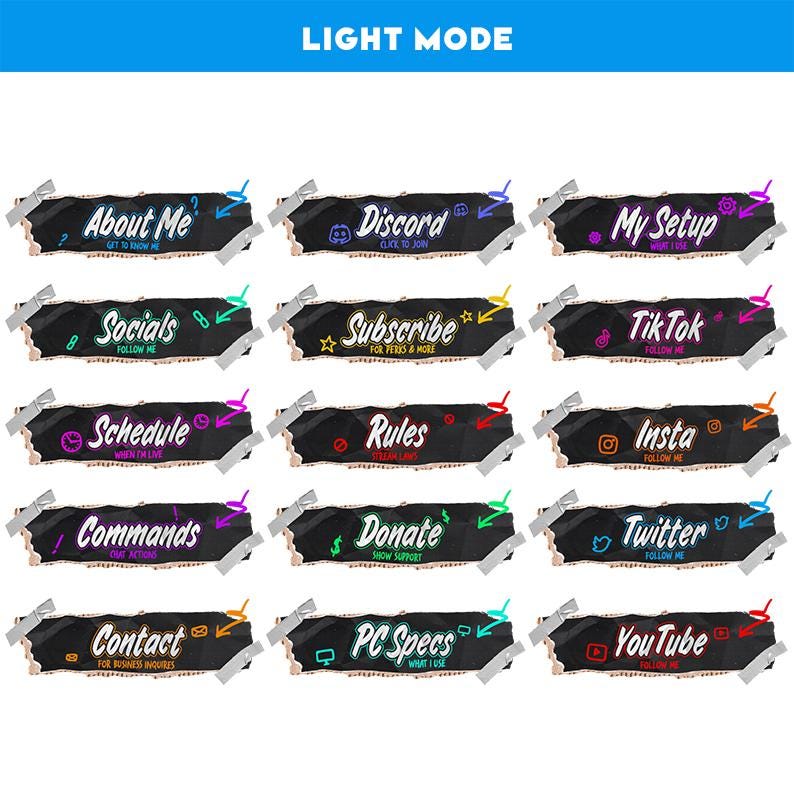 Twitch Panels - Clean Grunge Twitch Pack - Stream Panels | Twitch ...