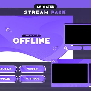 Minimal Purple Animated Stream Overlay Pack | Animated Stream Overlay ...