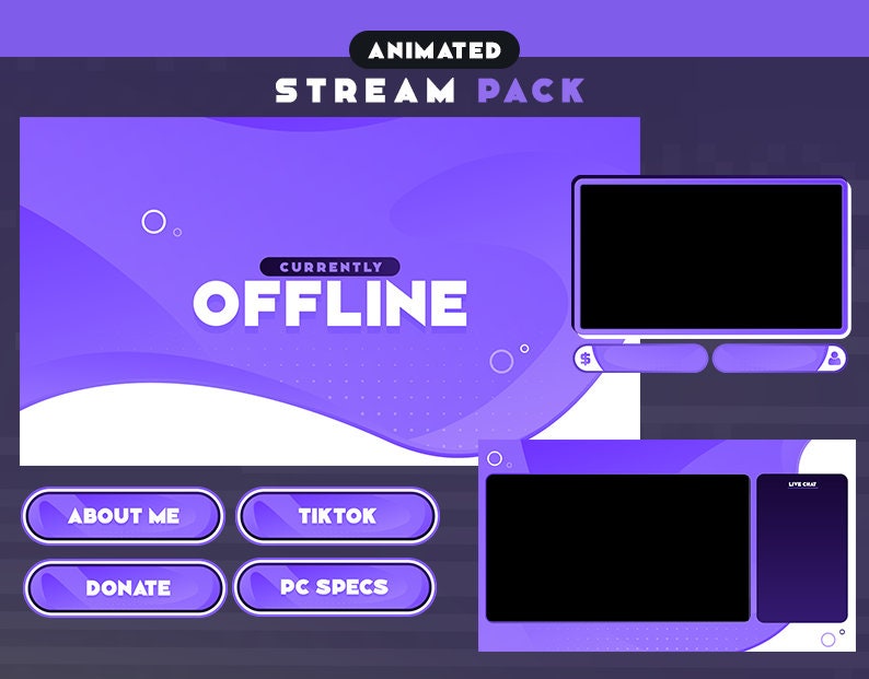 Minimal Purple Animated Stream Overlay Pack Animated Stream Overlay ...