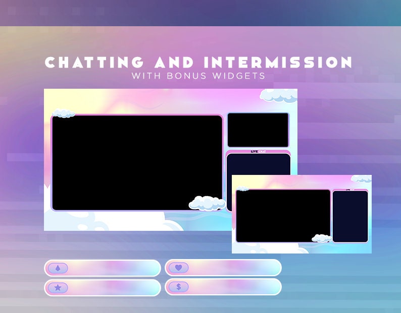 Lofi Clouds Animated Stream Overlay Pack Animated Stream Overlay Screen ...