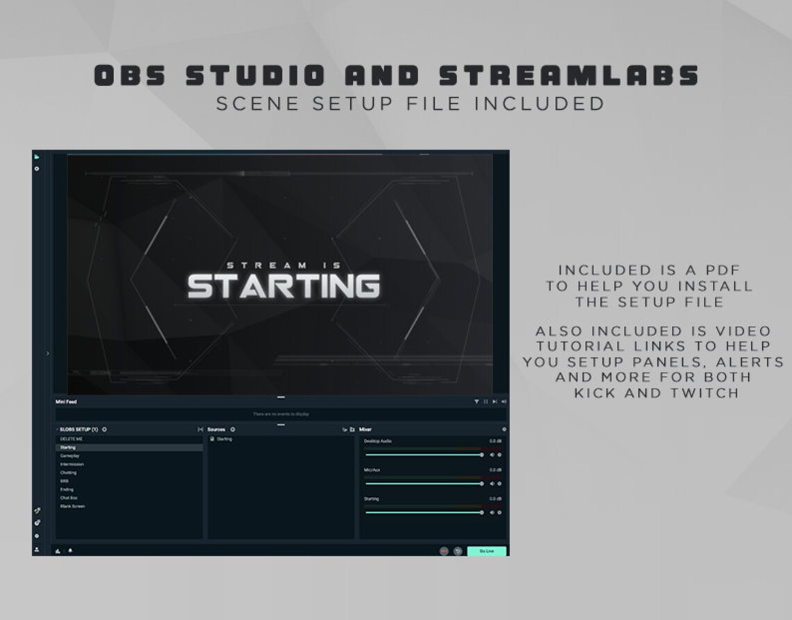 Animated Dark Twitch Stream Overlay Pack Animated Stream Overlay Screen ...