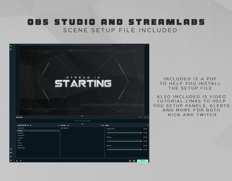 Animated Dark Twitch Stream Overlay Pack Animated Stream Overlay Screen ...