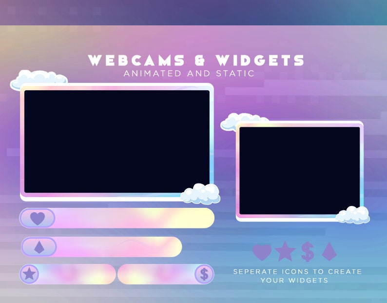 Lofi Clouds Animated Stream Overlay Pack Animated Stream Overlay Screen ...