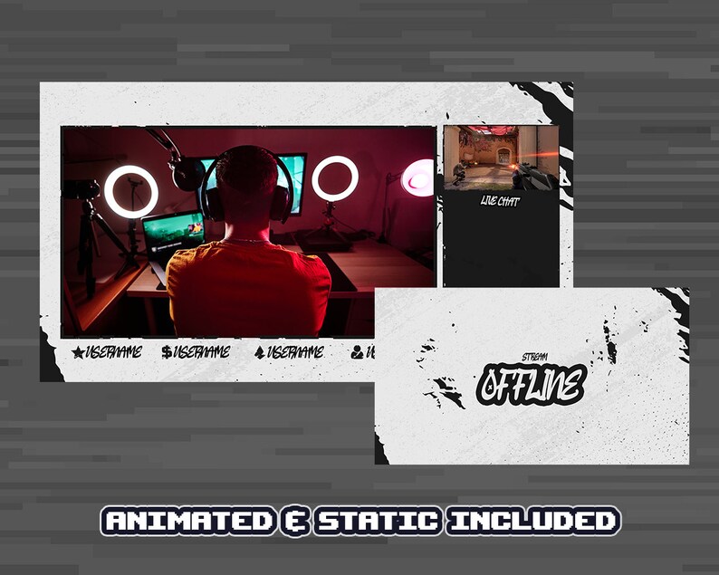 Black & White Animated Twitch Stream Screens| Lo-fi Streamer Package ...