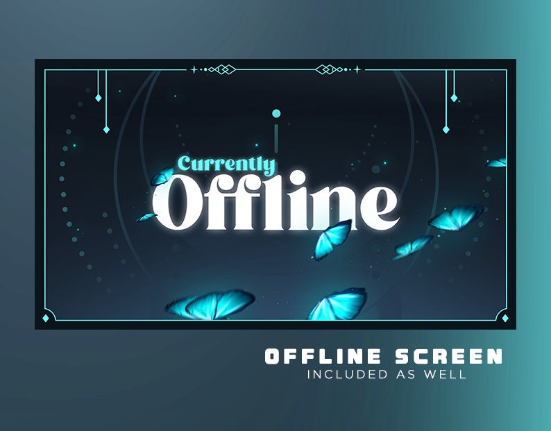 Animated Blue Butterfly Twitch Stream Overlay Pack Animated Stream ...