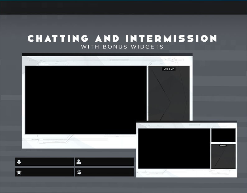 Neo Black & White Animated Stream Package Overlays, Alerts, Screens ...