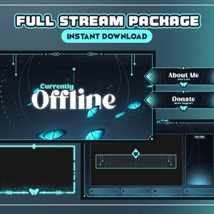 Animated Blue Butterfly Twitch Stream Overlay Pack Animated Stream ...