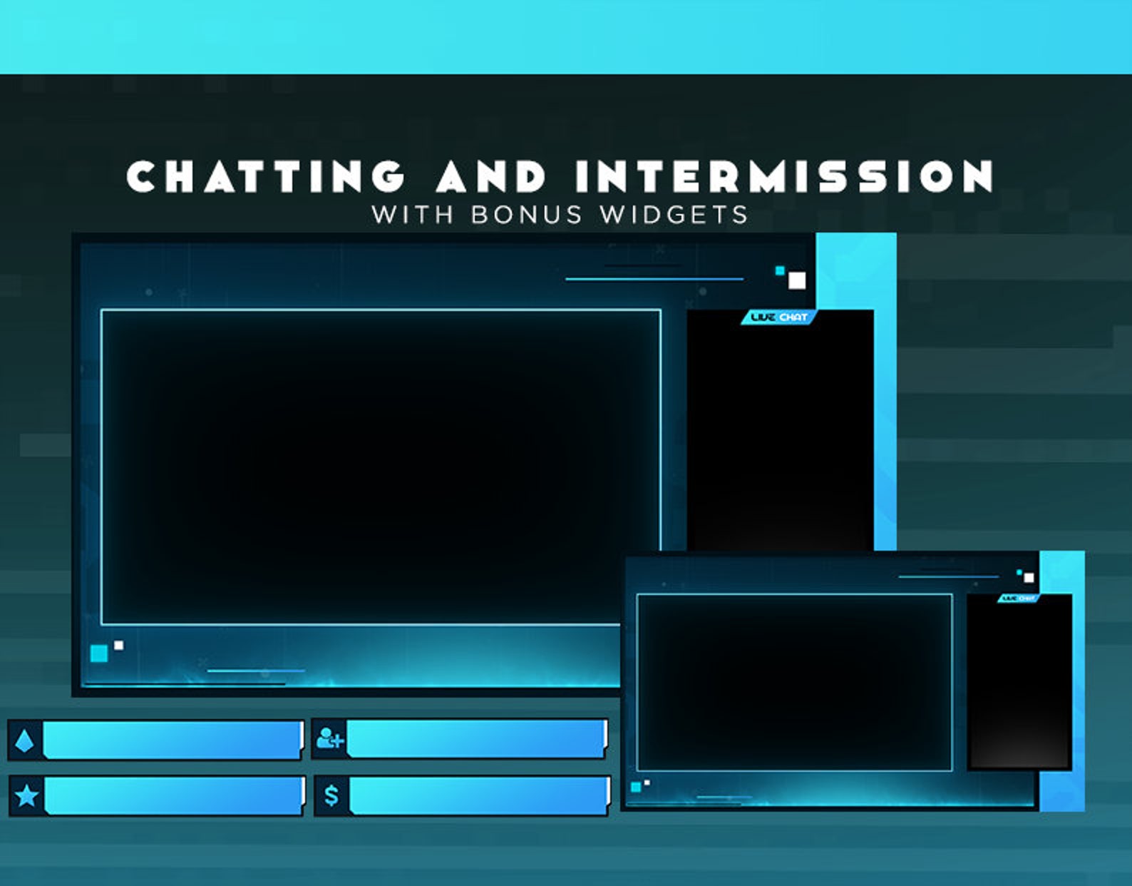Blue Glitch Animated Stream Overlay Pack | Animated Stream Overlay ...