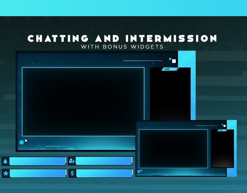 Blue Glitch Animated Stream Overlay Pack | Animated Stream Overlay ...