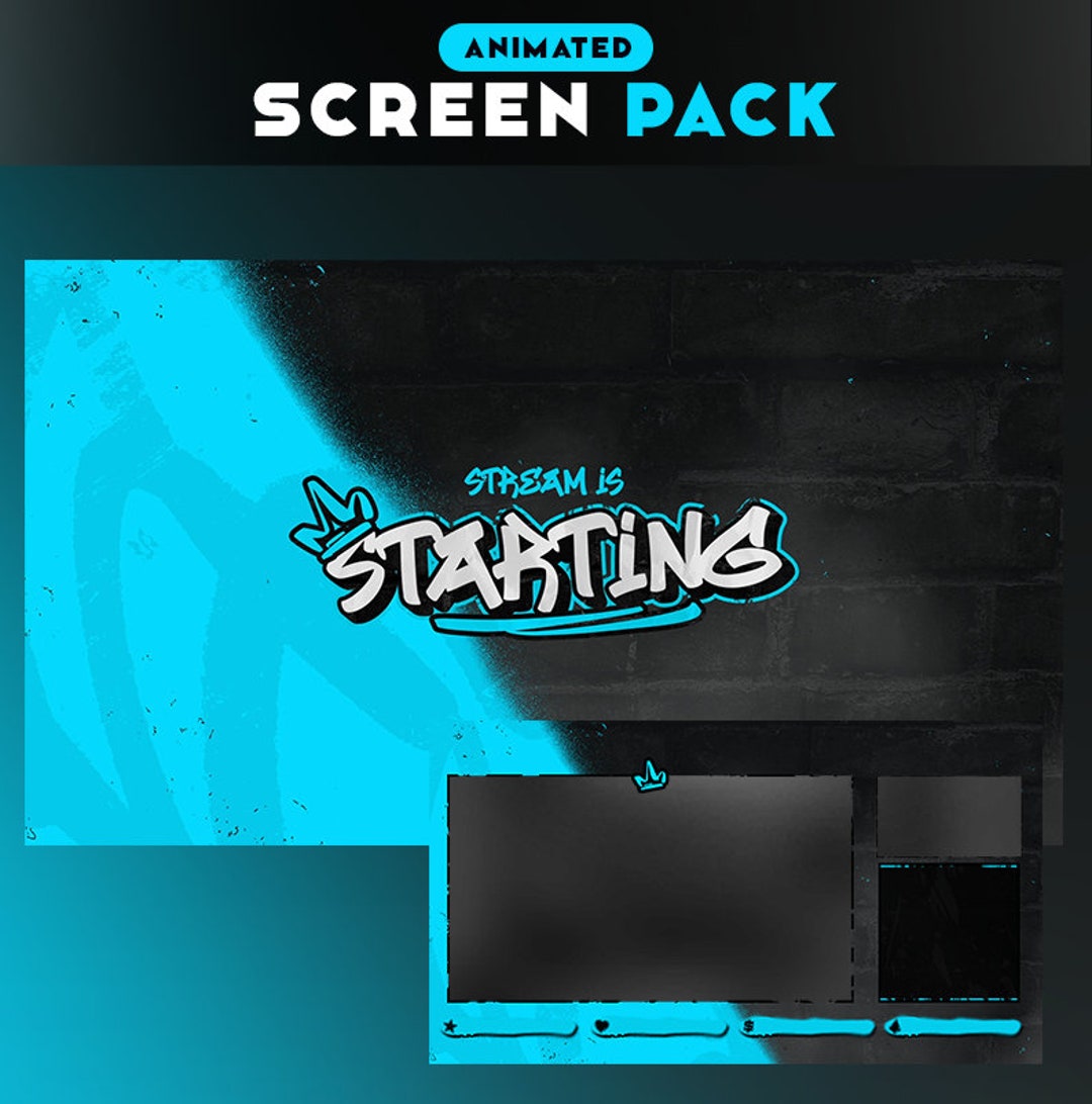 Blue Vandalism Animated Stream Overlay Pack - Animated Twitch Stream ...