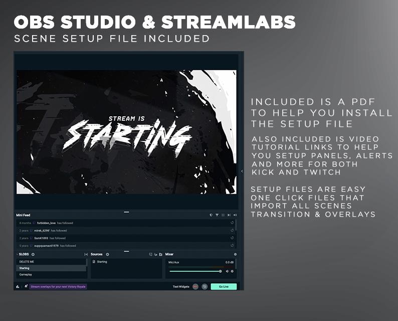 Animated Dark Stream Pack | Dark Twitch Overlay | Black Monochrome ...