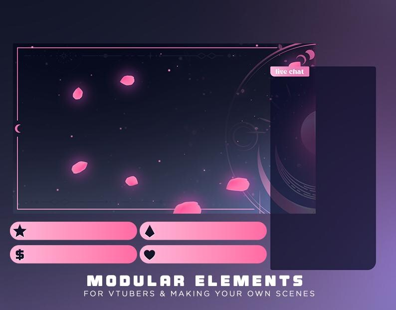Sakura Pink Animated Stream Overlay Pack/animated Stream Overlay/screen/twitch/webcam Border ...