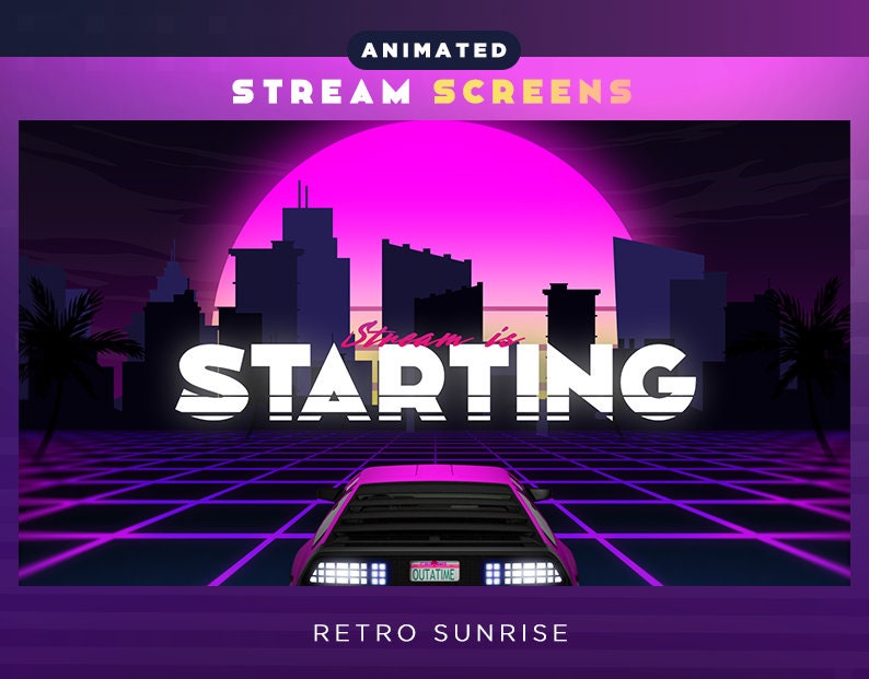 80's Retro Synthwave Animated Stream Overlay Pack - | Animated Stream ...