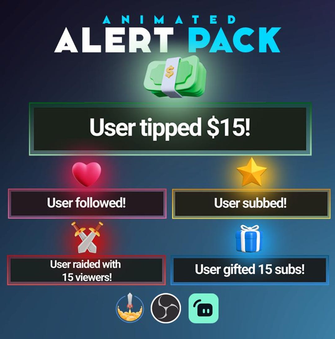 Animated Stream Alerts - Twitch Alerts - Sub Bomb Alert - Compatible ...