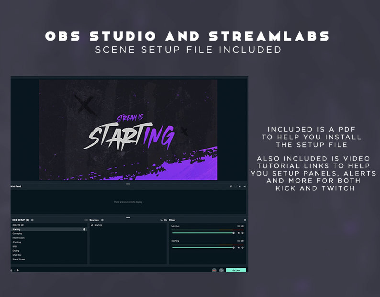 Black & Purple Grunge Animated Stream Overlay Pack | Animated Stream ...