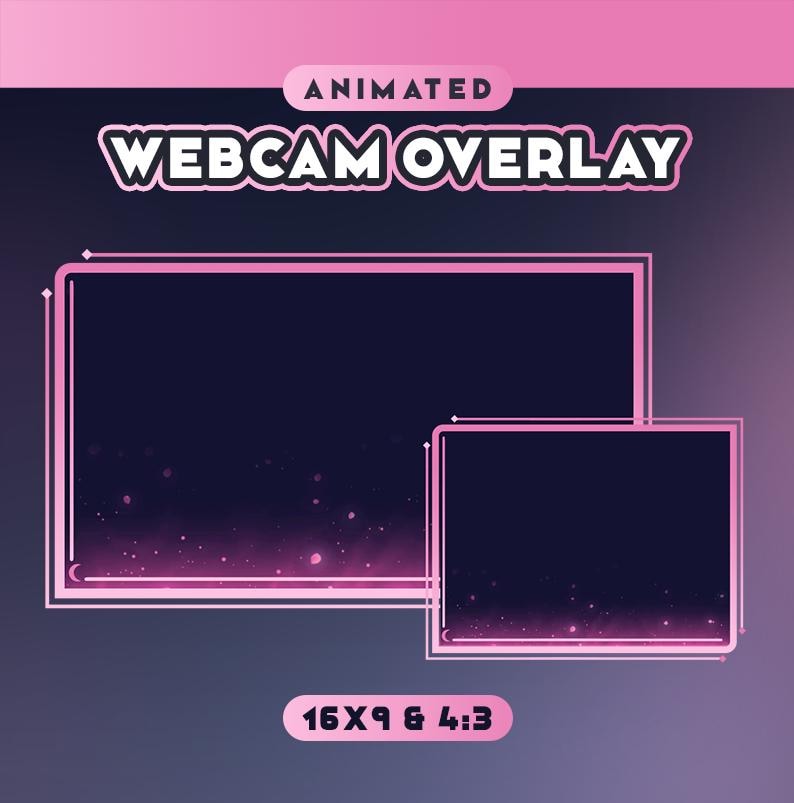 ANIMATED Webcam Overlay for Twitch | Pink Webcam Overlay | Webcamera ...