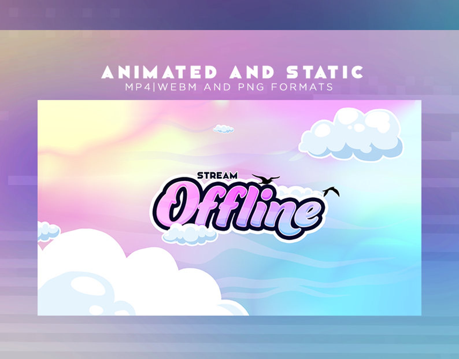 Lofi Clouds Animated Stream Overlay Pack Animated Stream Overlay Screen ...