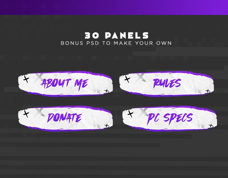 Purple Grunge Animated Stream Overlay Pack | Animated Stream Overlay ...