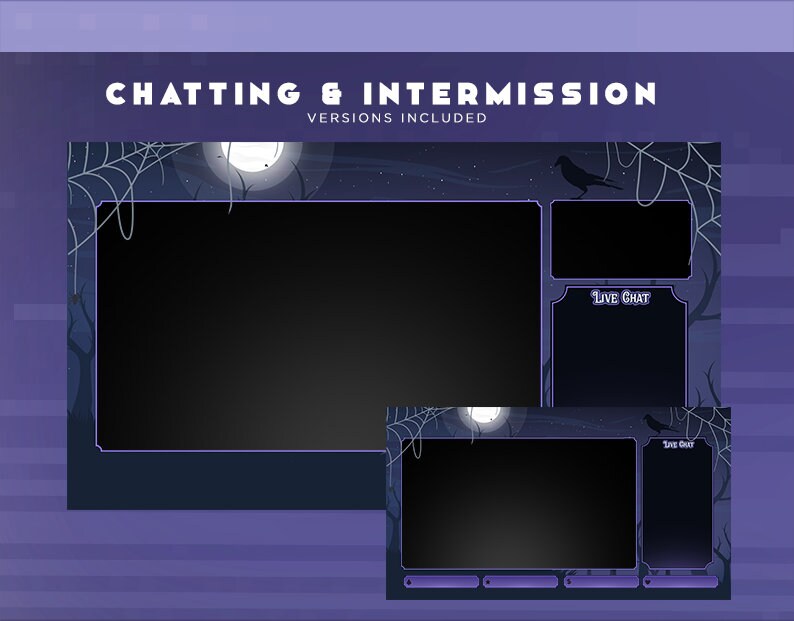 Witchy Goth Purple Animated Stream Screen for Twitch Gothic & Spooky Purple Overlay Twitch ...