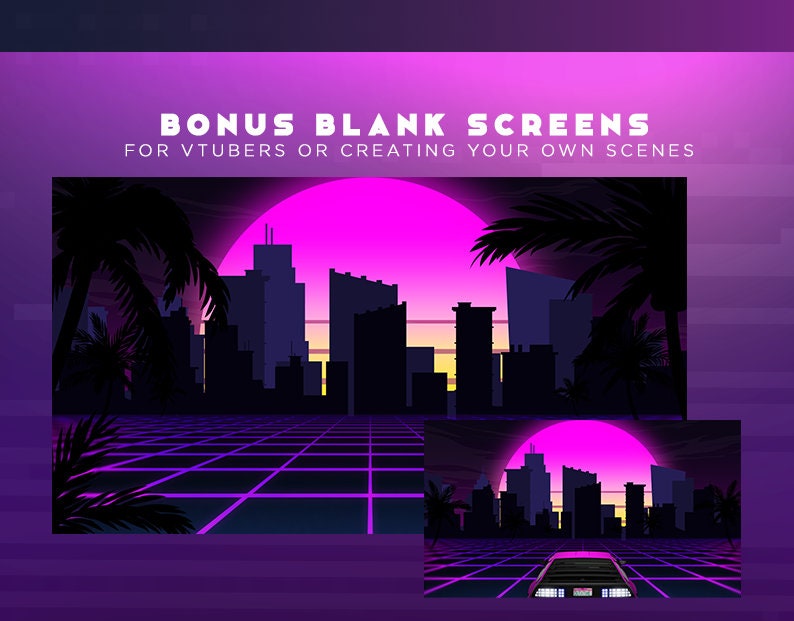 80's Retro Synthwave Animated Stream Overlay Pack - | Animated Stream ...