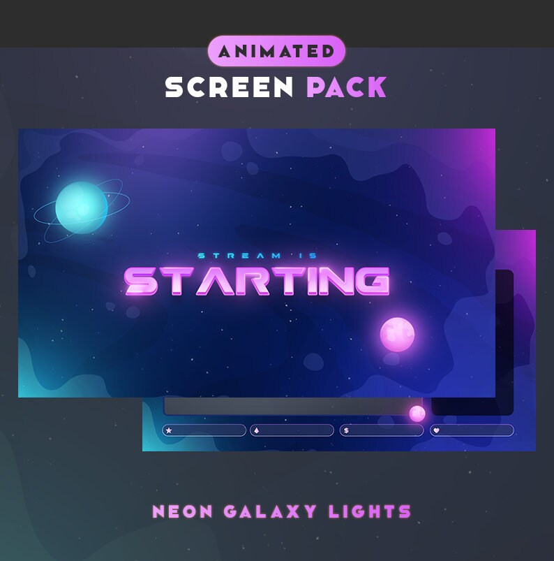 Neon Galaxy Animated Twitch Stream Screens Lo-fi Streamer Package ...