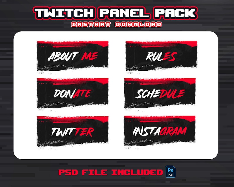 30 Grunge Brush Twitch Panels Pack/twitch Panel/ Streamer, Stream - Etsy