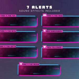 Blue & Pink Cyberpunk Animated Stream Package | Twitch Overlay, Alerts ...