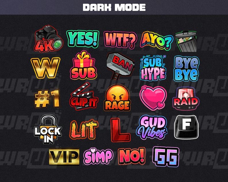 Twitch Emotes Pack for Streamers - 24 Static Text Emote - Text Emote ...