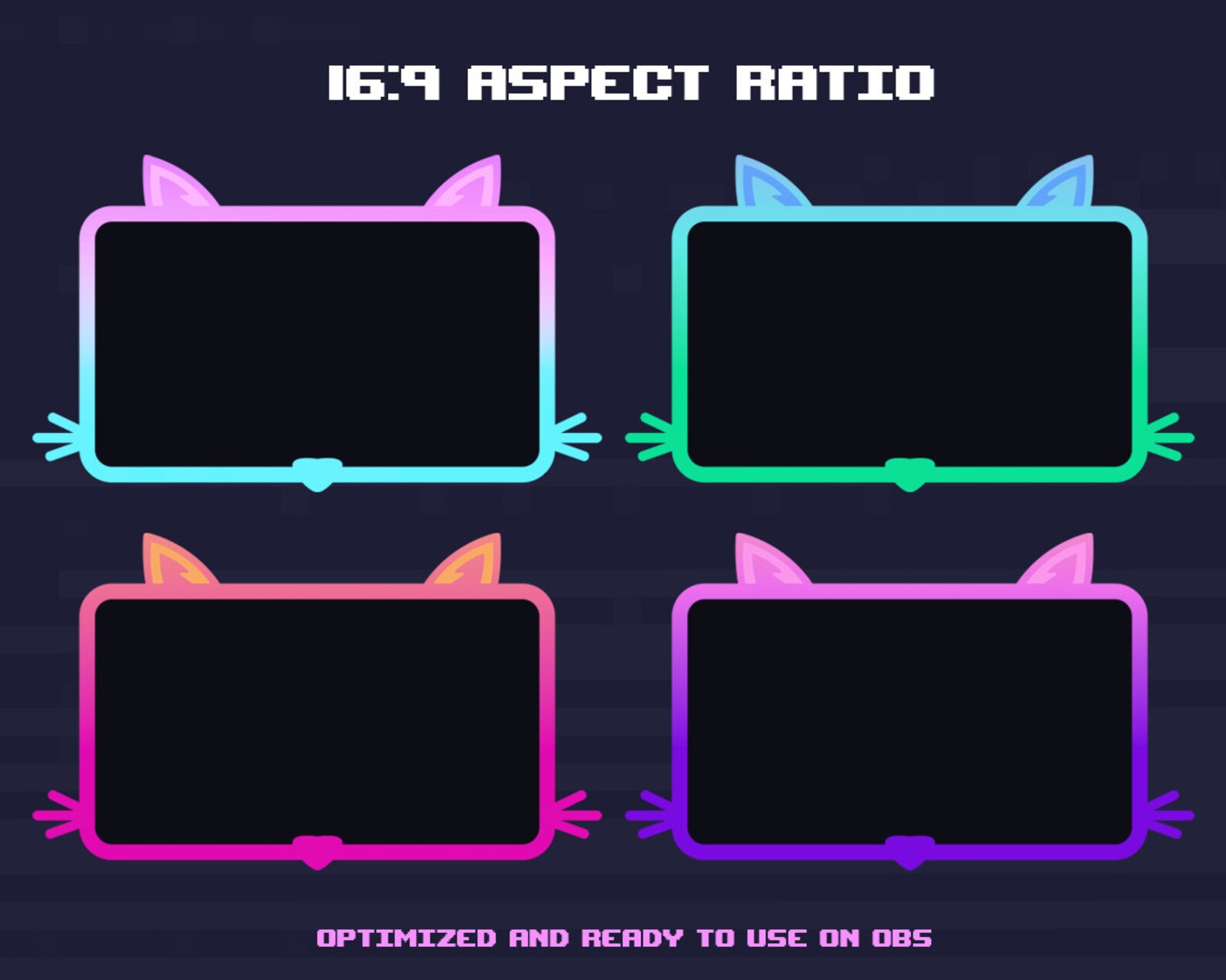 8 Cat Webcam Overlay Twitch Webcam Pack/twitch Panel/ Streamer, Stream ...