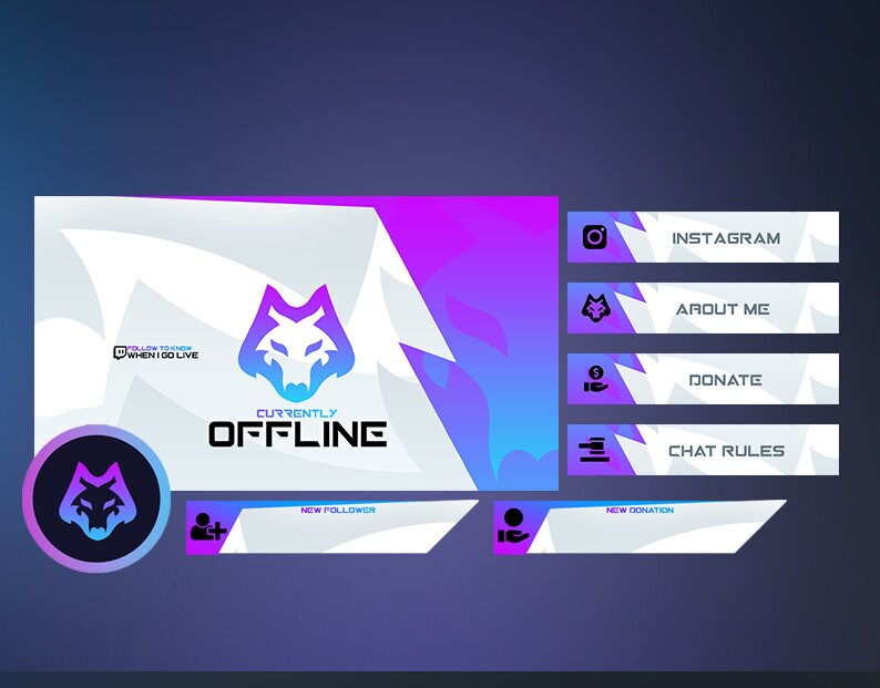 Custom Twitch Animated Stream Package L Custom Twitch Overlay Package L ...