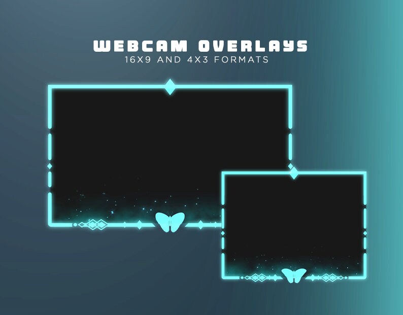 Animated Blue Butterfly Twitch Stream Overlay Pack Animated Stream ...