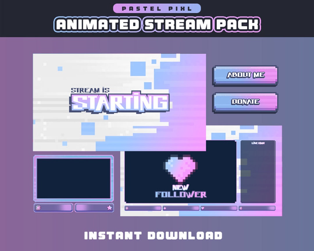 Pink Animated Stream Package | Overlays/alerts/screens/panels/chatbox ...