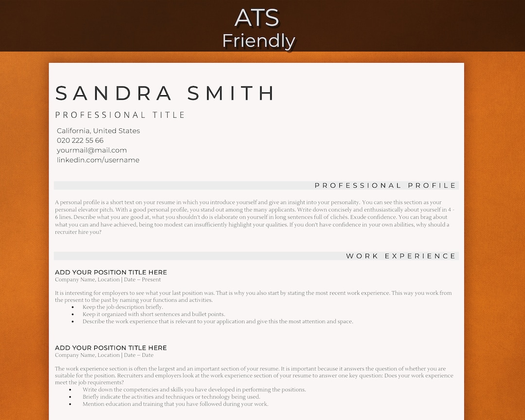 Plantillas de CV ATS Friendly para Word / Curriculum Vitae / - Etsy México