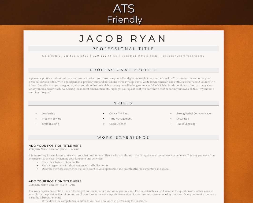 Modèles de CV ATS pour Word Curriculum Vitae Lettre daccompagnement ...