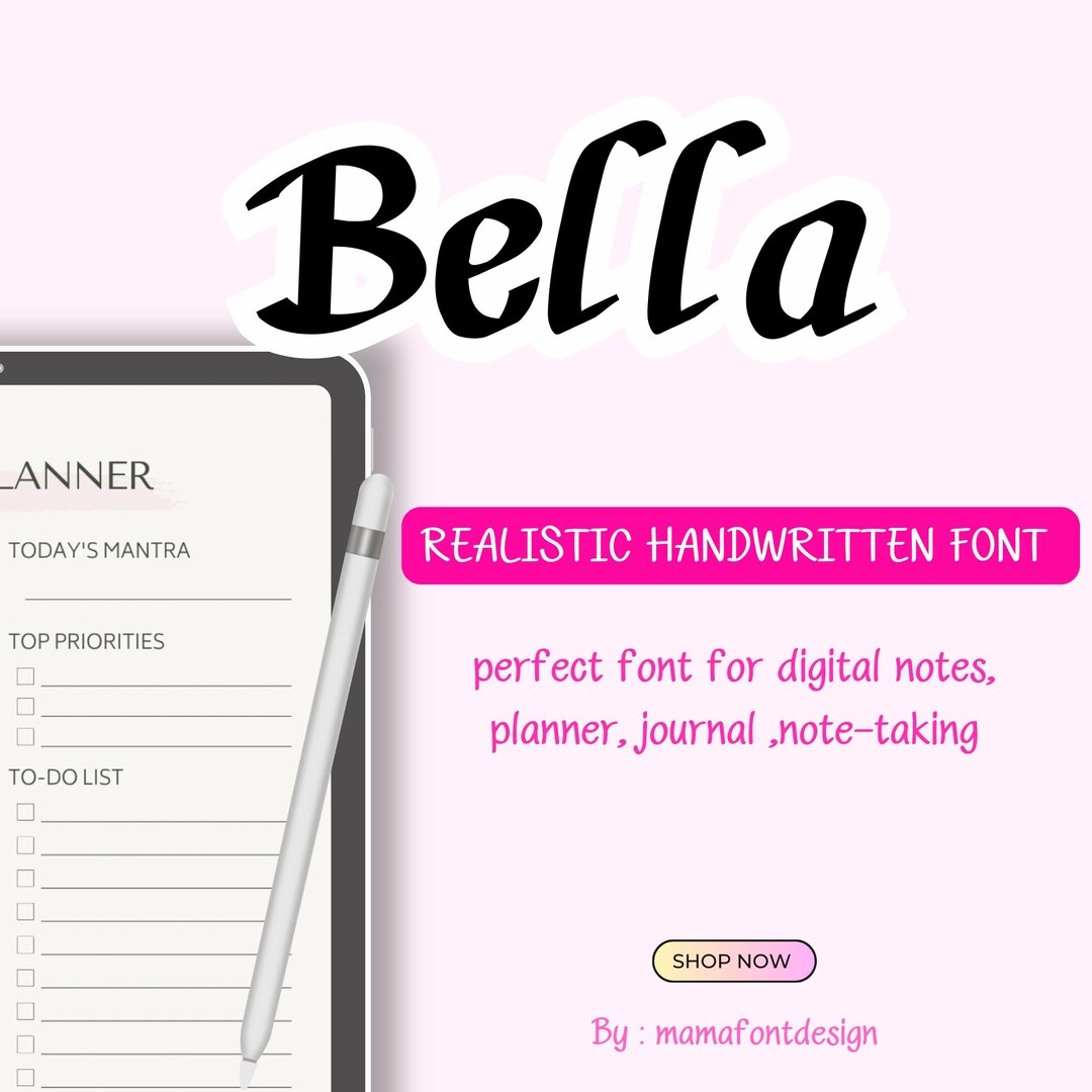 Bella,realistic Handwritten Font,unique Handwriting,goodnote Bold Font ...
