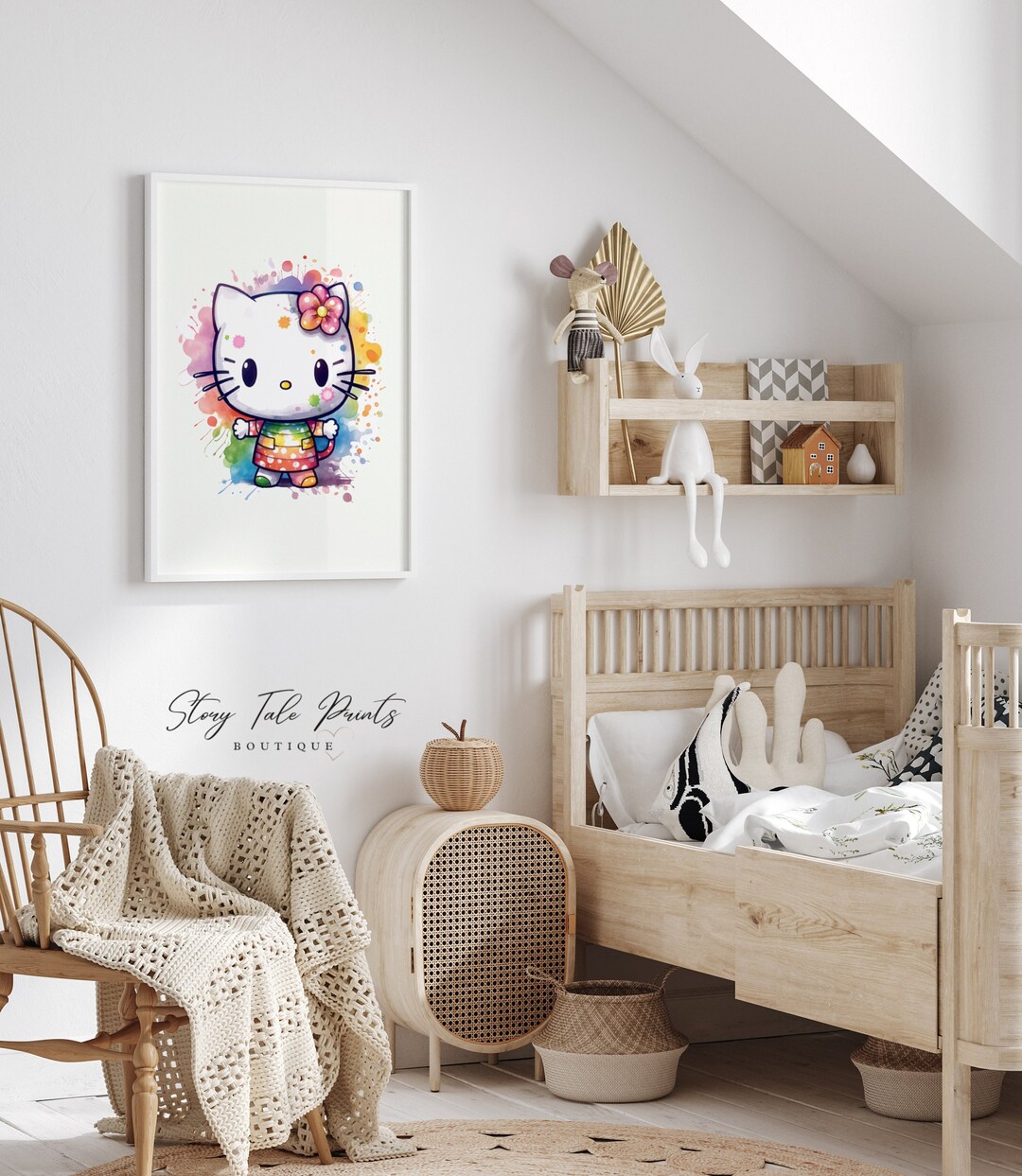 Hello Kitty Poster Hello Kitty Wall Art Boho Wall Art Hello - Etsy