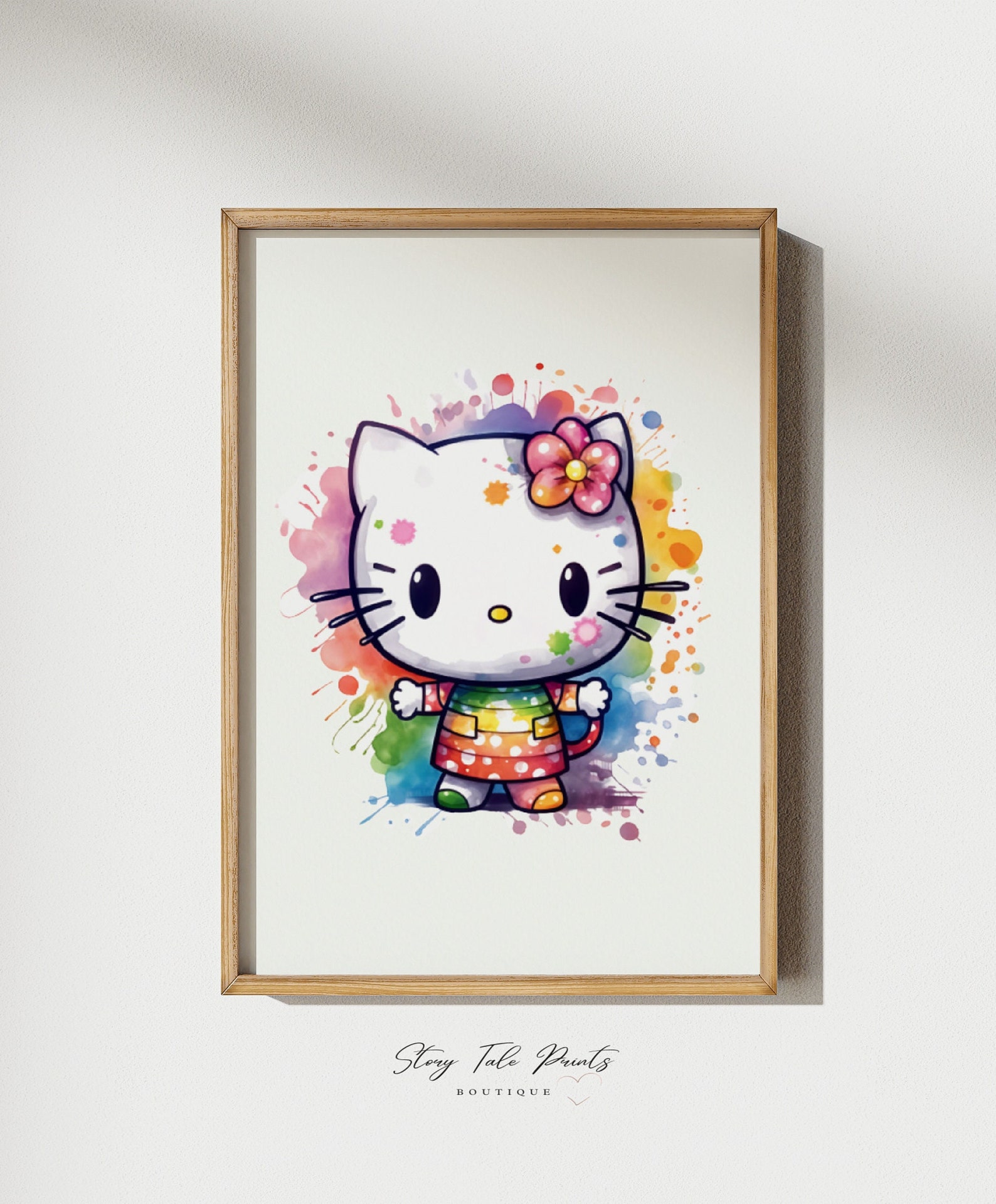 Hello Kitty Poster, Hello Kitty Wall Art, Boho Wall Art, Hello Kitty Print, Girls Art Poster ...