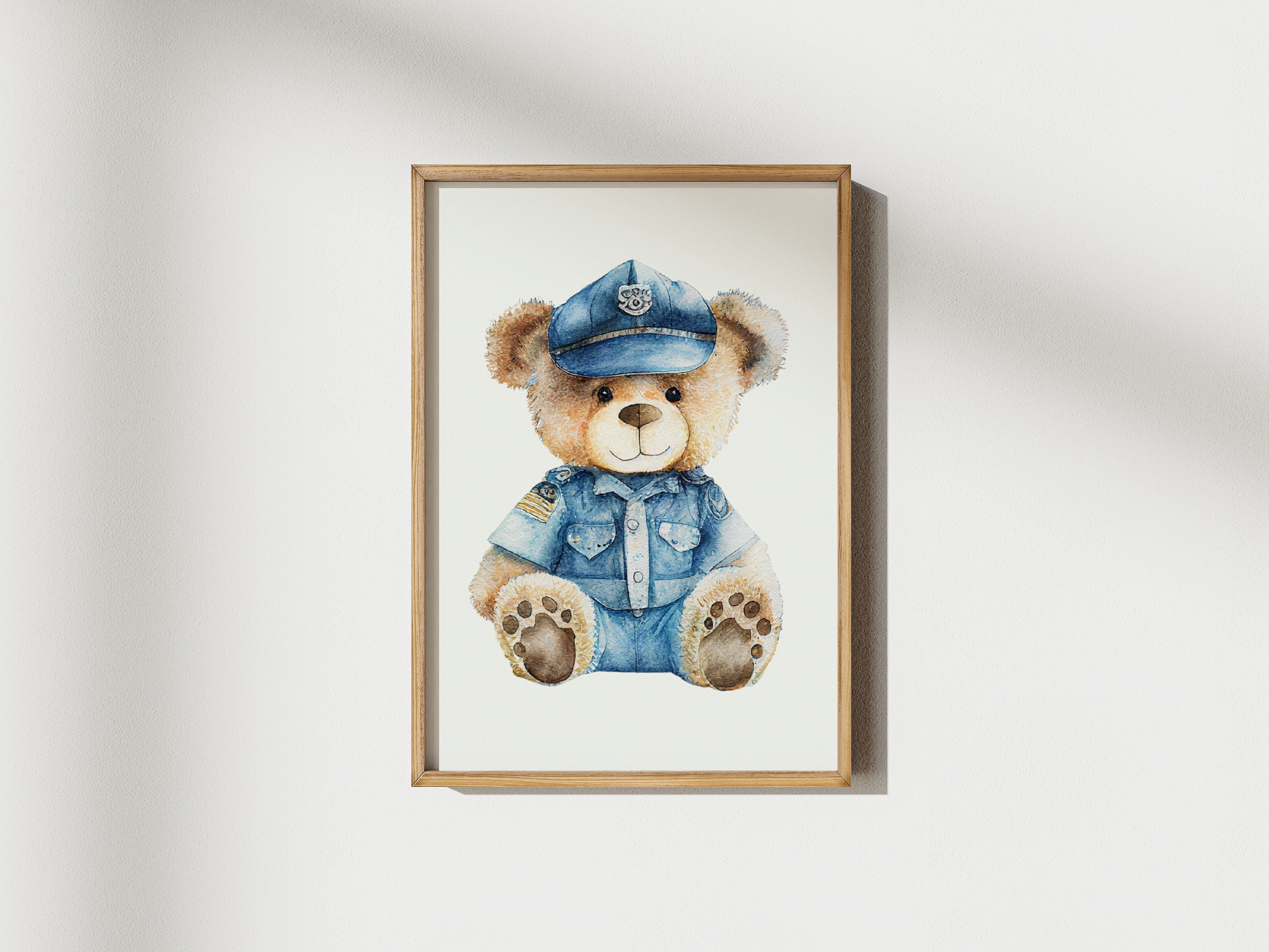 Blue Teddy Bear Poster, Cute Teddy Bear Wall Art, Nursery Wall Art ...