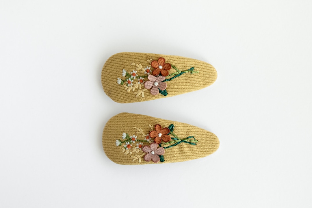 Embroidery Hair Snaps // Periwinkle - Etsy