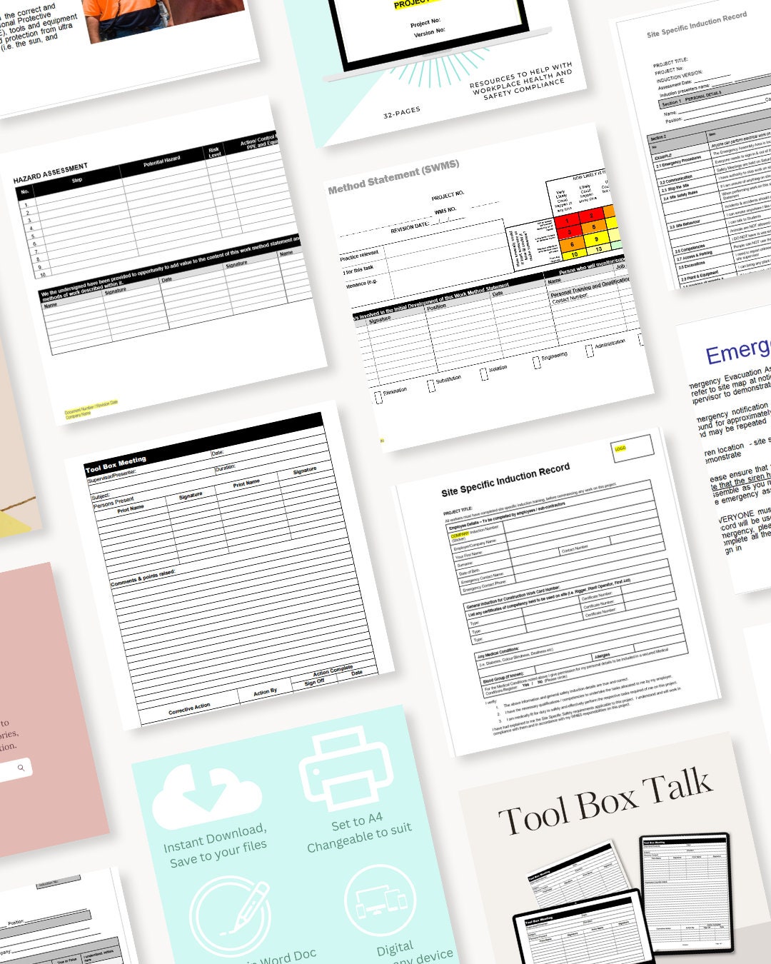 39 Page Health and Safety Management Bundle | Digital | Template | HR ...
