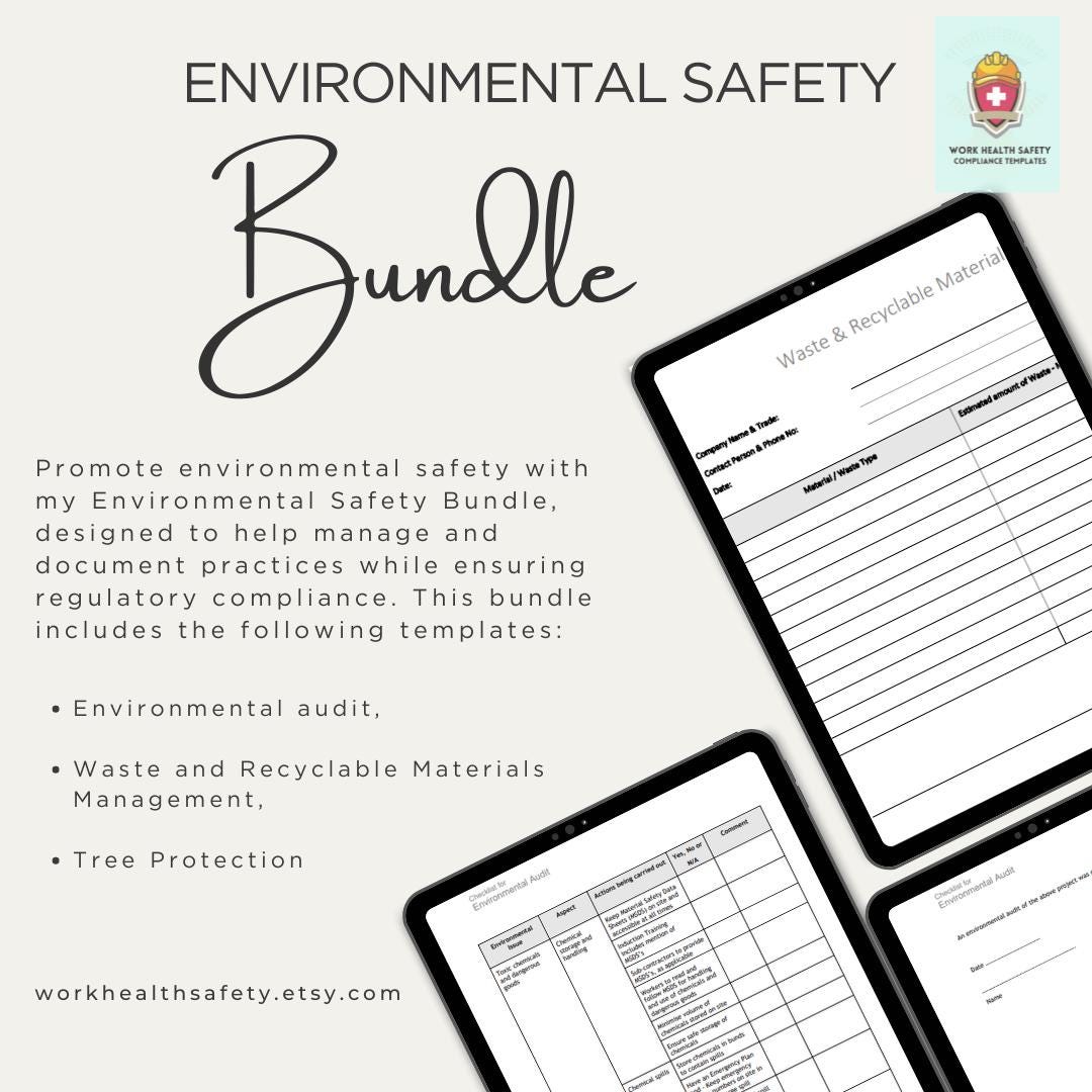 Environmental Safety Template Bundle: Audit, Waste, Tree Protection ...