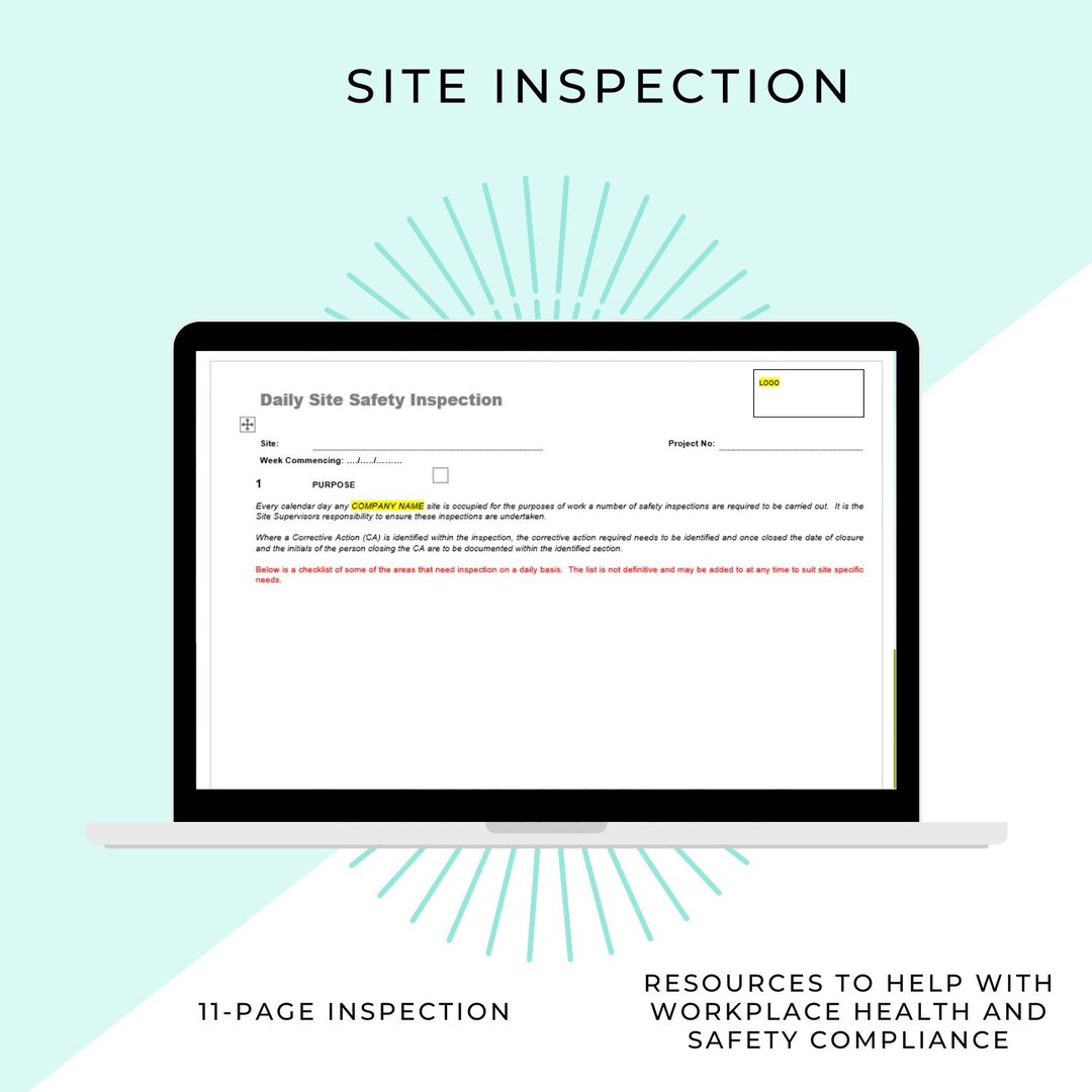 11 Page Daily Site Inspection | Work Health Safety | Checklist | OHS ...