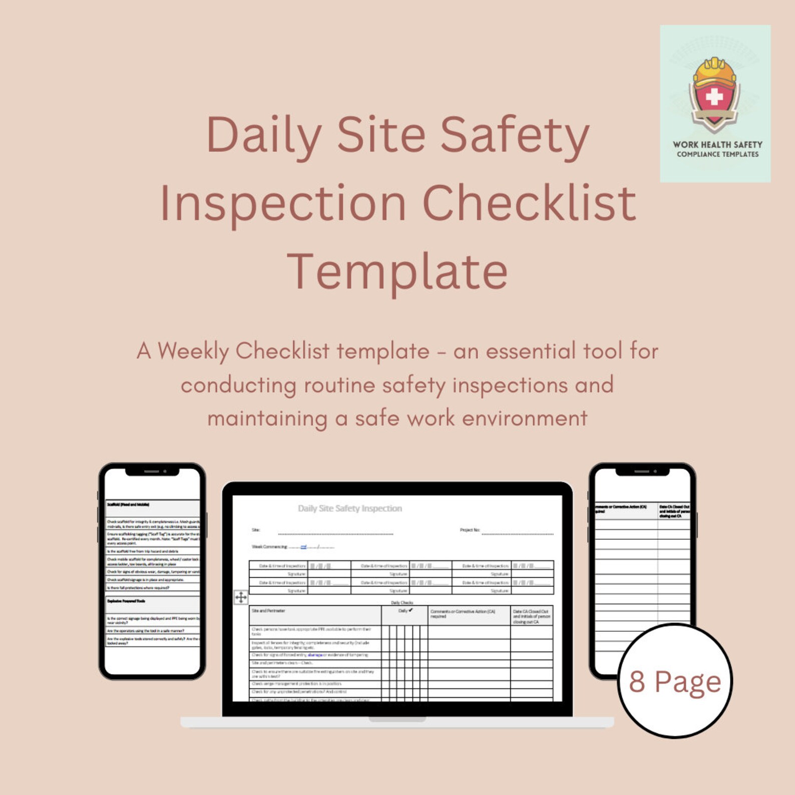 Daily Site Safety Inspection Checklist | Template | Workplace ...