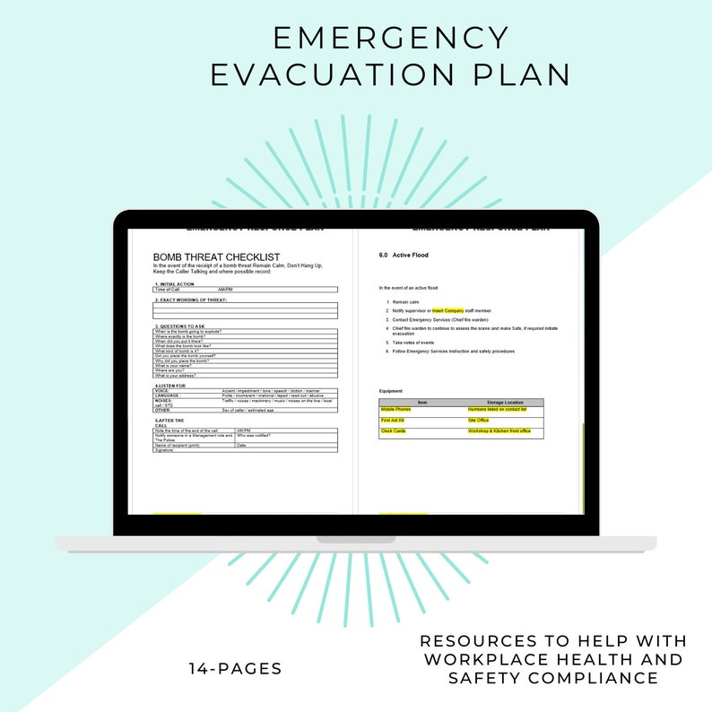14 Page Emergency Evacuation Plan Workplace Compliance Work Health ...