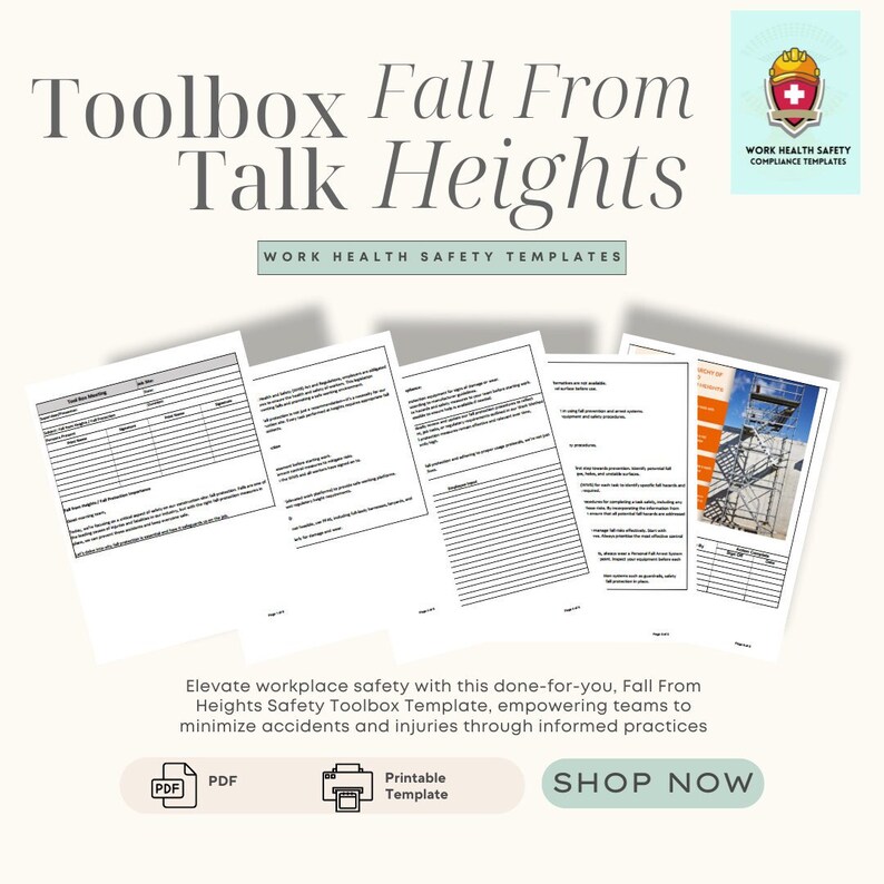 Fall From Heights Completed Digital Toolbox Template | Construction ...