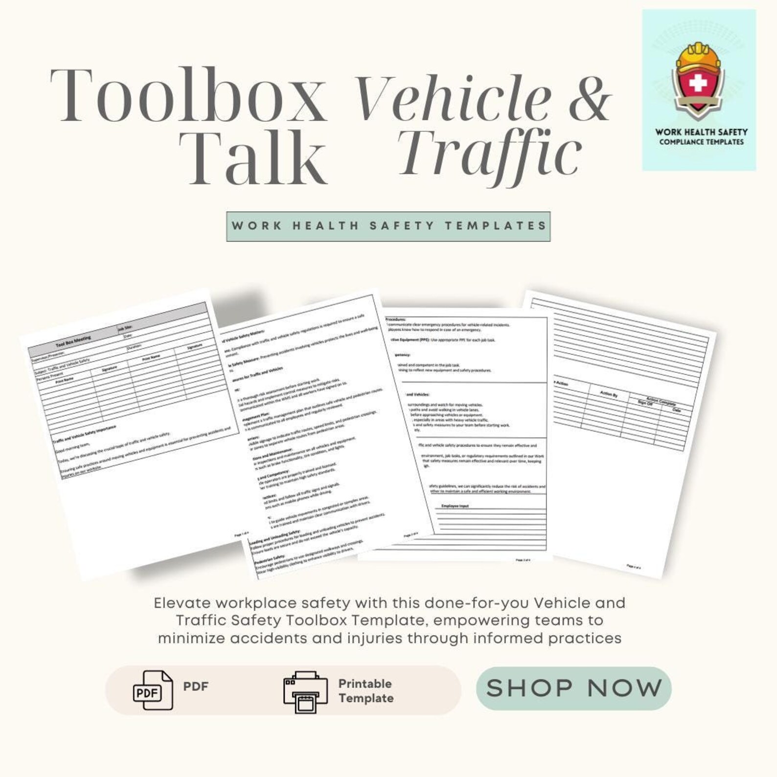 Toolbox Talk Template for Vehicle Traffic Safety | Workplace Compliance ...