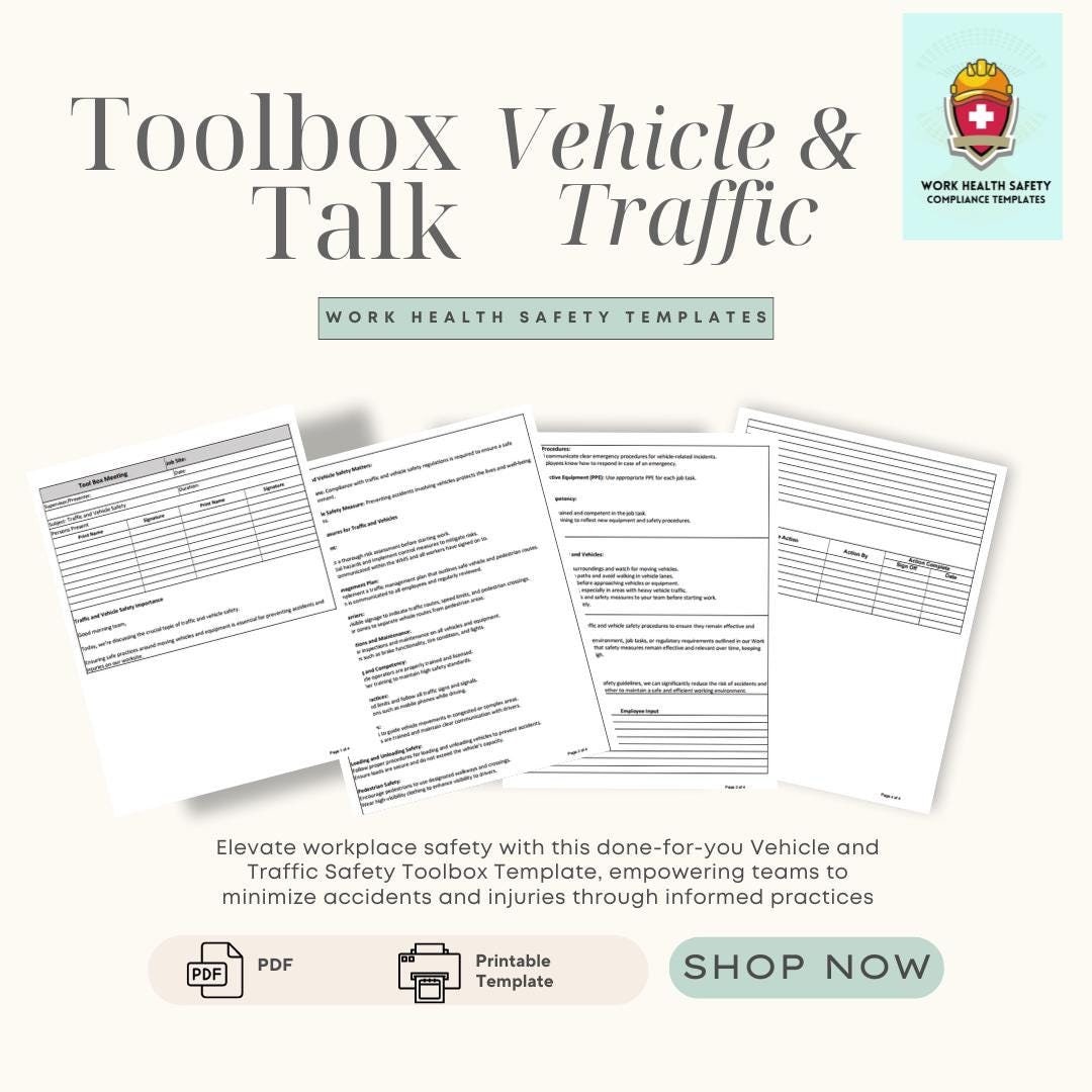 Toolbox Talk Template for Vehicle Traffic Safety | Workplace Compliance ...