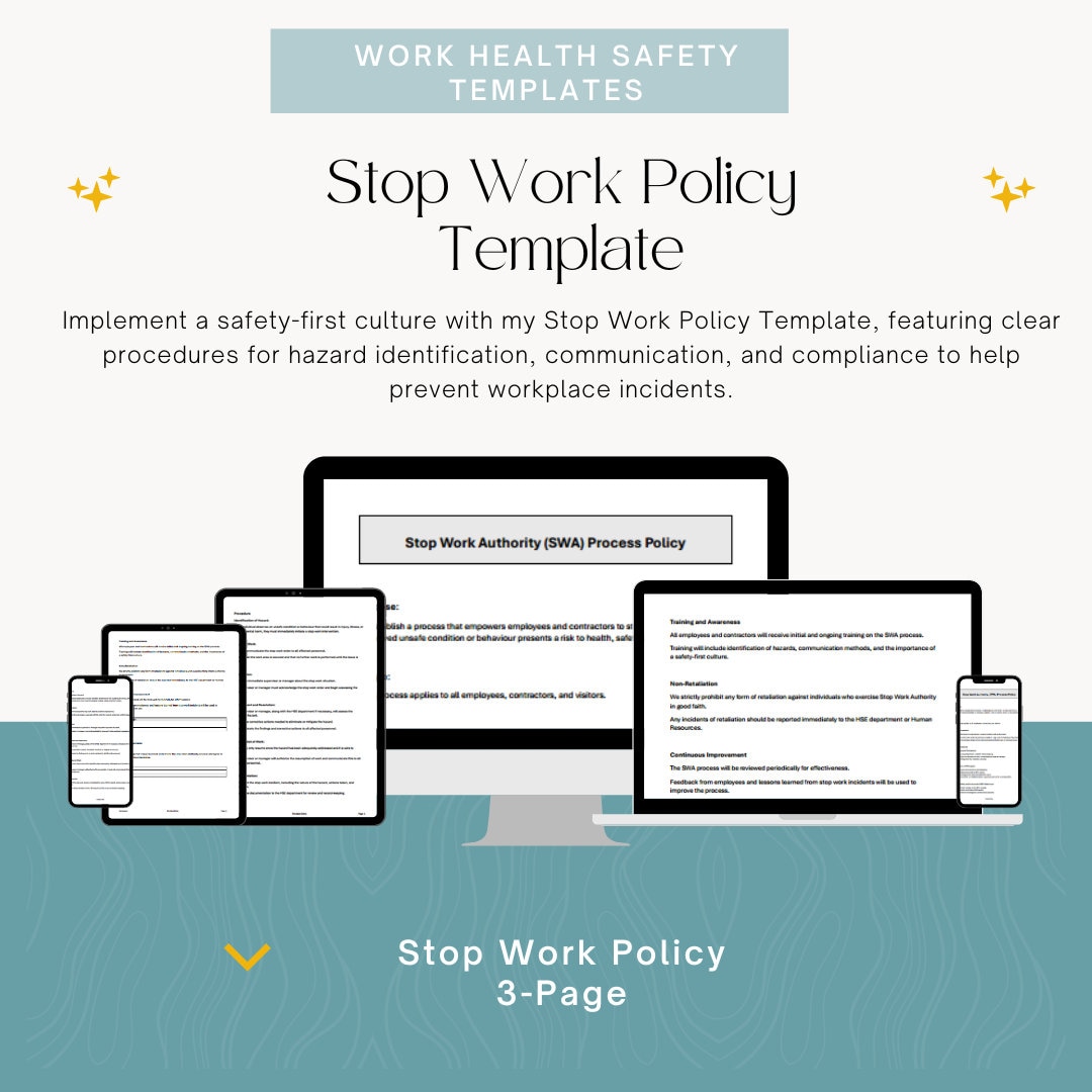 Stop Work Policy Template: Safety & Hazard Procedures (digital Download ...